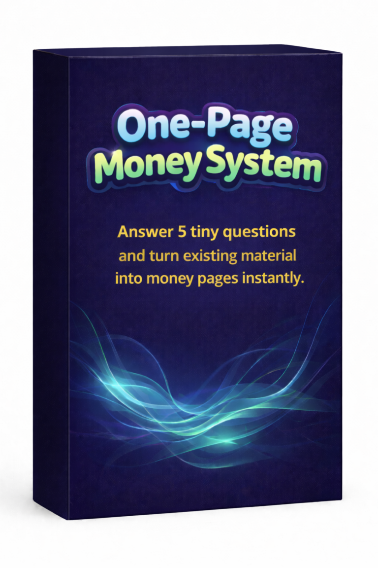 One-Page-Money-System-PLR | $1,000+ Per Day Anonymously